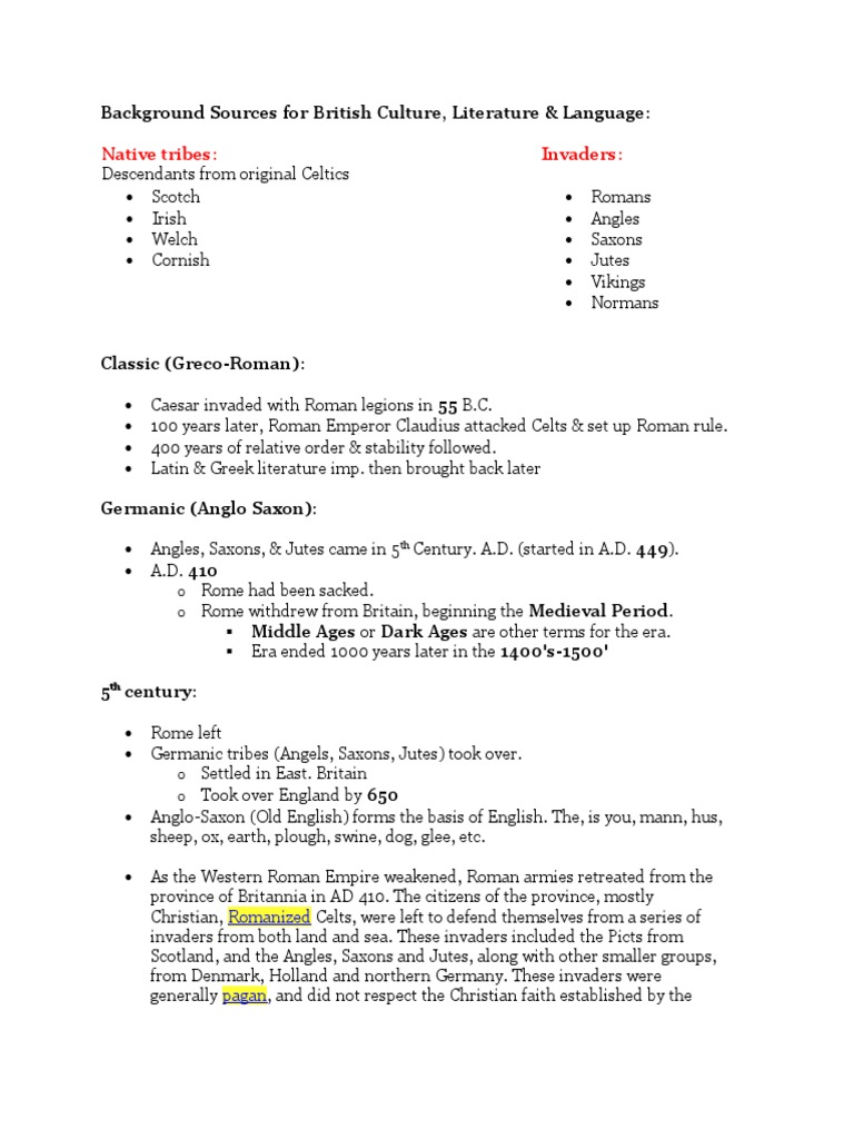 Eng 202 - Lecture Notes (Intro To Anglo Saxon and Vikings) | PDF ...