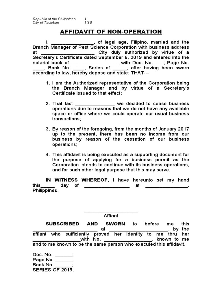 Affidavit of No Income (Sample) | PDF