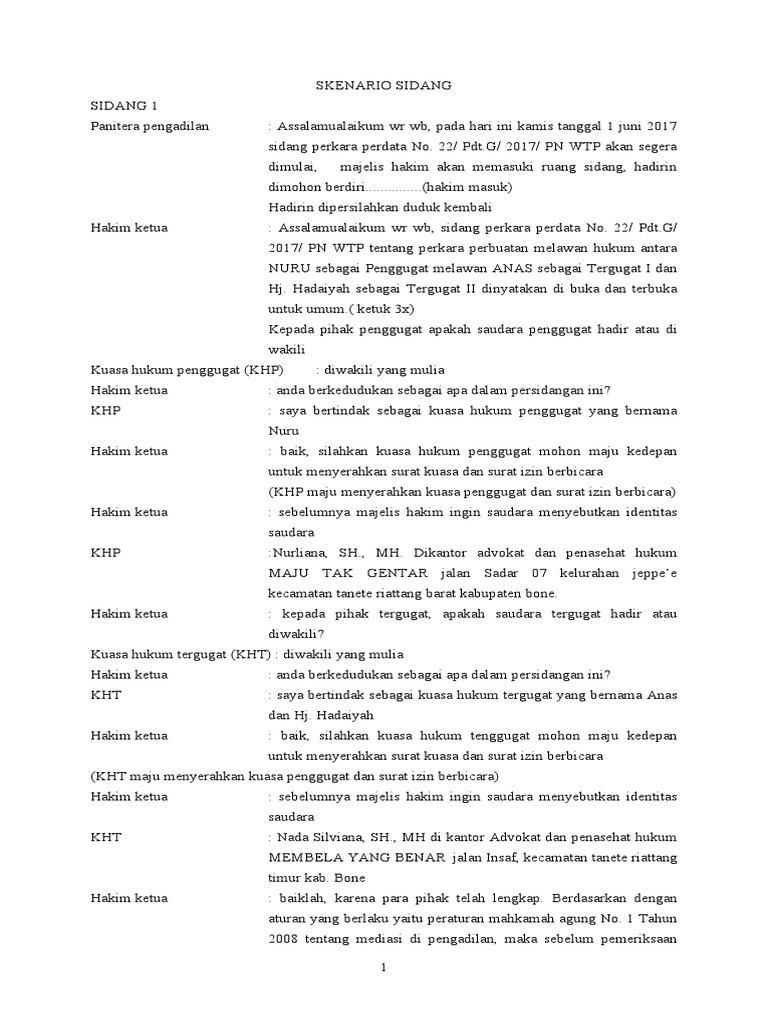 Skenario Sidang Perdata Tanah | PDF