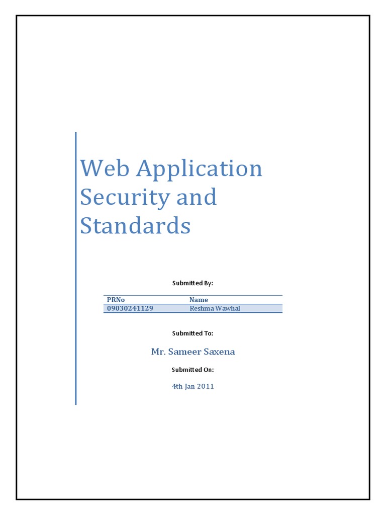 Web Application Security and Standards | PDF | World Wide Web ...