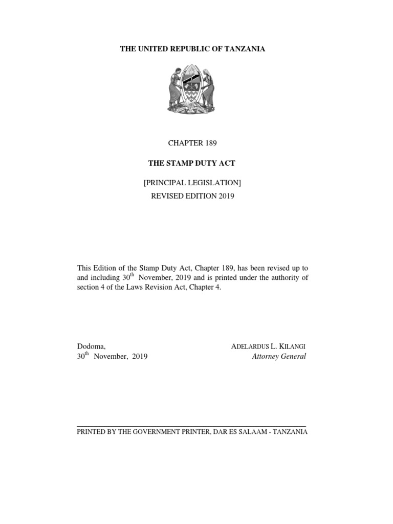 Chapter 189-The Stamp Duty Act PDF | PDF | Insurance | Private Law