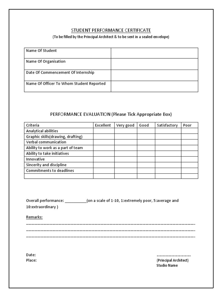 Student Performance Certificate | PDF