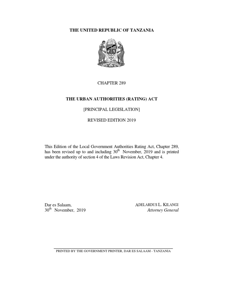 Chapter 289-The Local Government Authorities - Rating - Act PDF | PDF ...