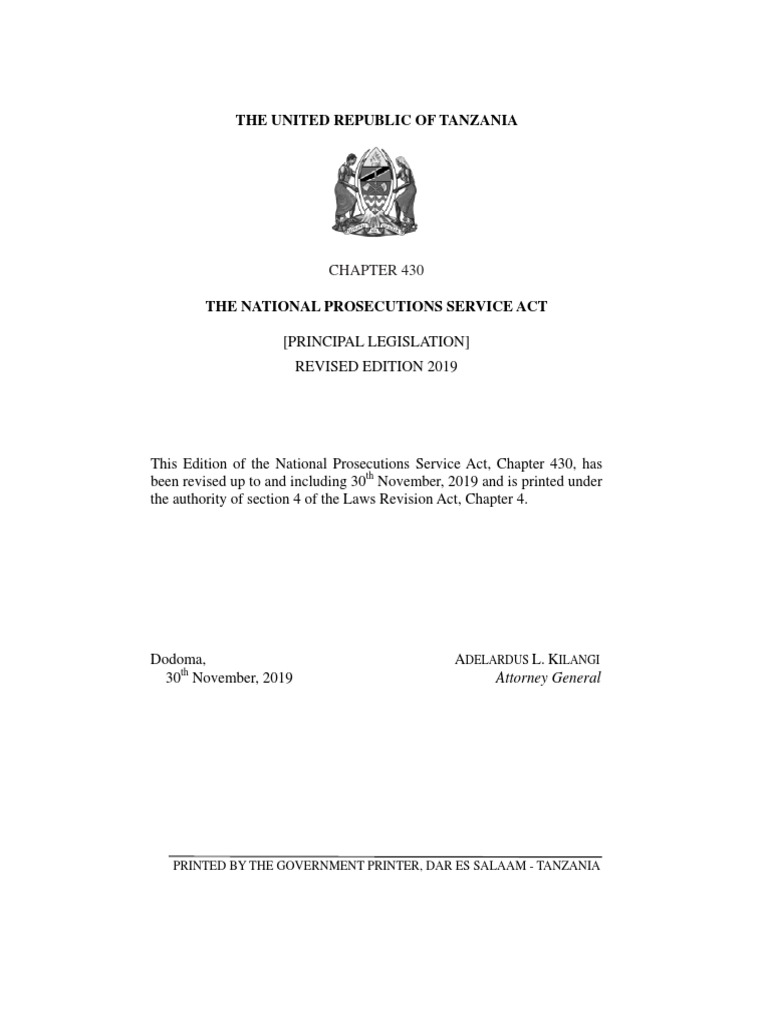 Chapter 430 The National Prosecutions Service Act Chapa Final PDF | PDF ...