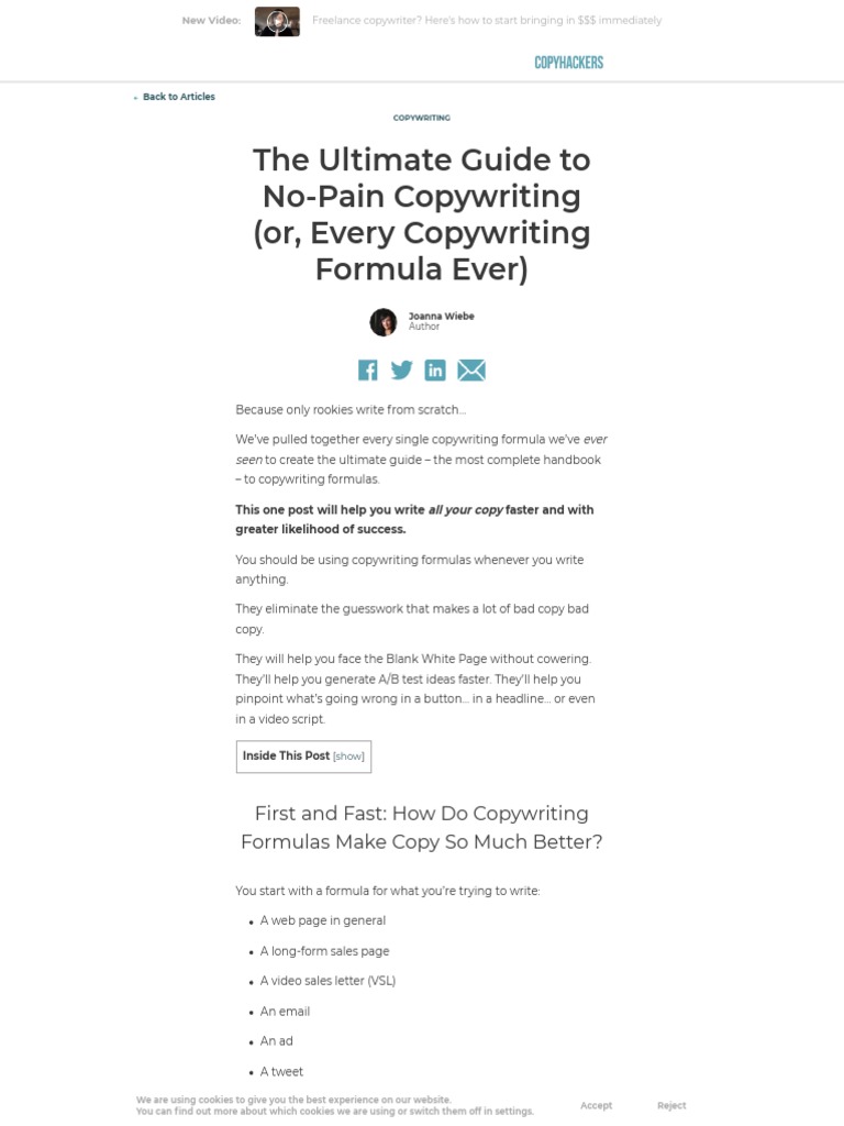 The Big Collection of Copywriting Formulas PDF | Download Free PDF | Copywriting | Http Cookie