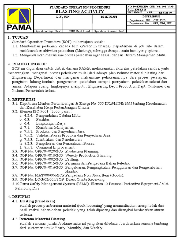 01-SOP-Blasting Activity - Rev0 | PDF