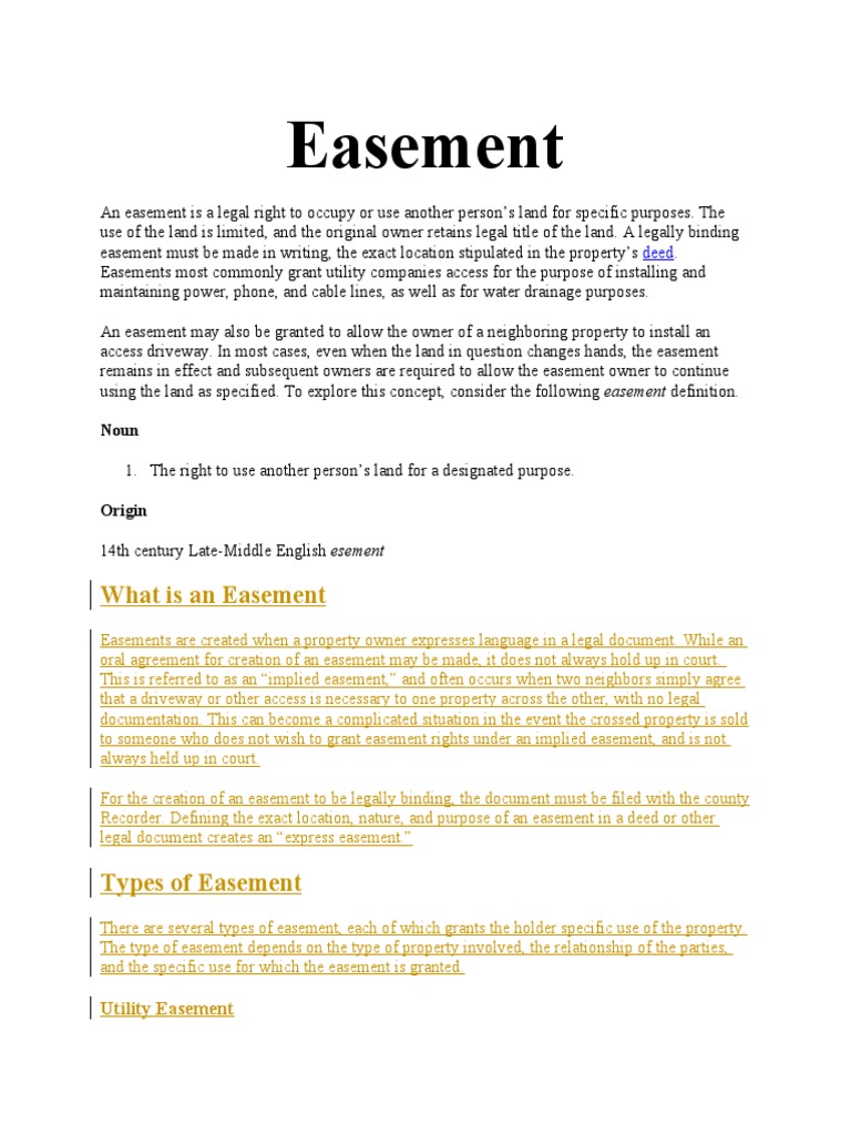 Easement: What Is An Easement | PDF | Easement | Common Law