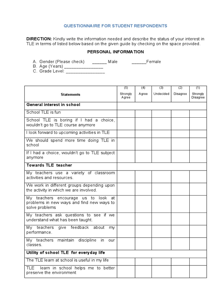 Questionnaire For Students Respondents | PDF | Teaching Method | Teachers