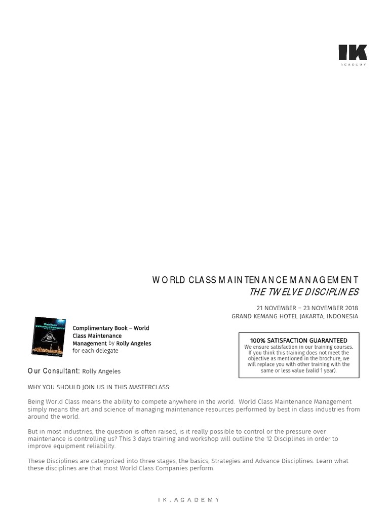 World Class Maintenance Management (INDONESIA) (November 2018) iKA ...