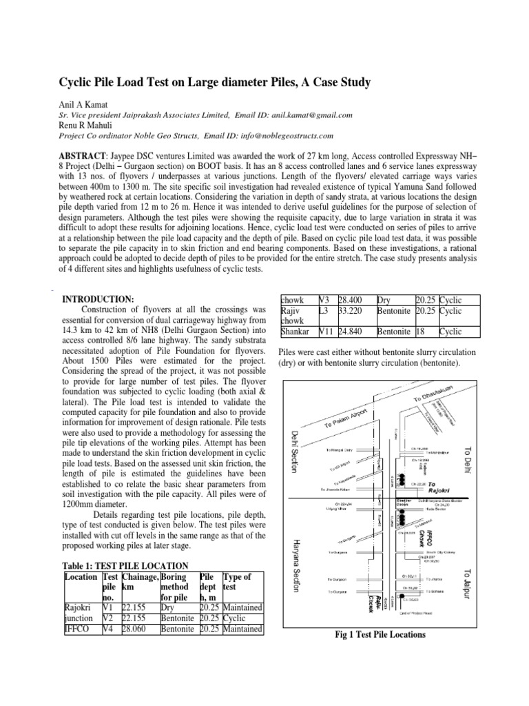 Cyclic Pile Load Test On Large Diameter Piles, A Case Study PDF | PDF ...