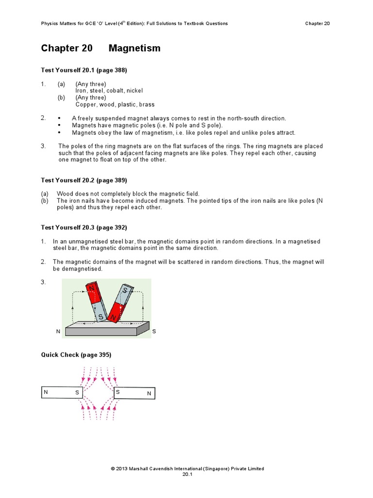 Magnetism: Test Yourself 20.1 (Page 388) | PDF | Magnetism | Magnet