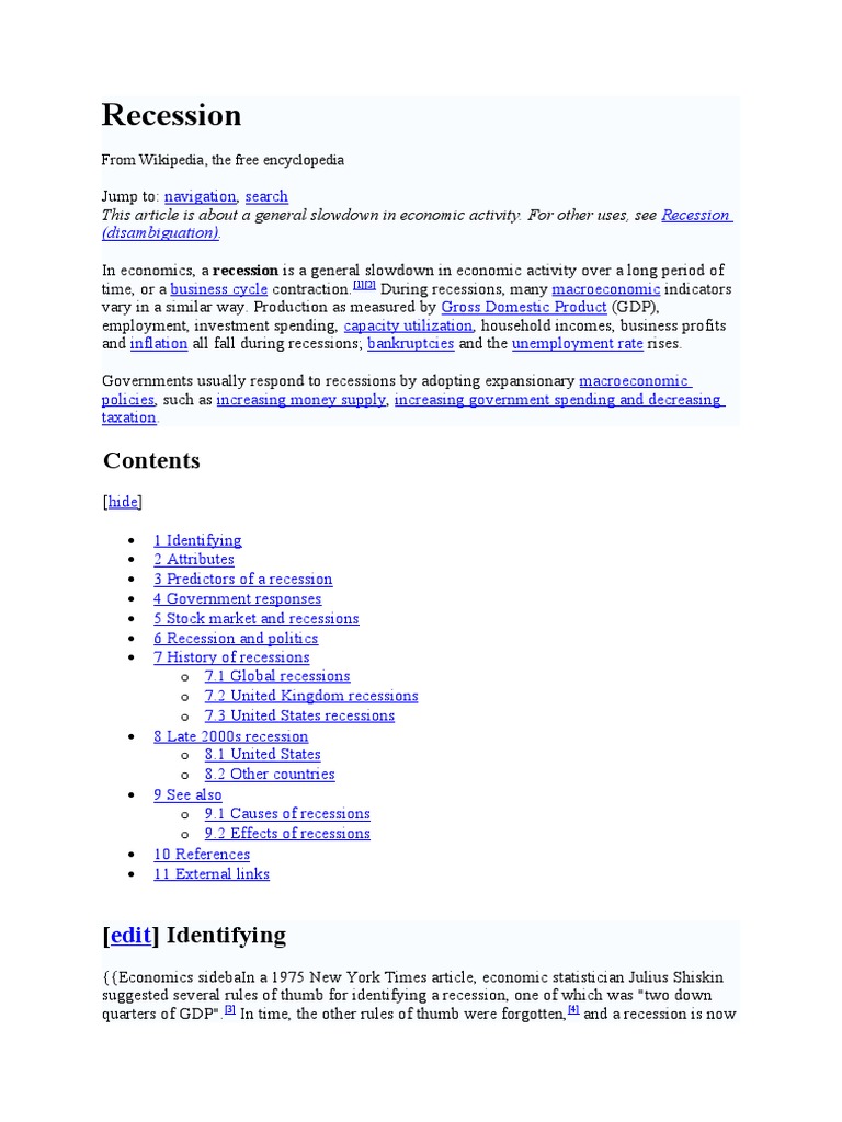 Understanding Recessions: Causes, Characteristics, Predictors and ...
