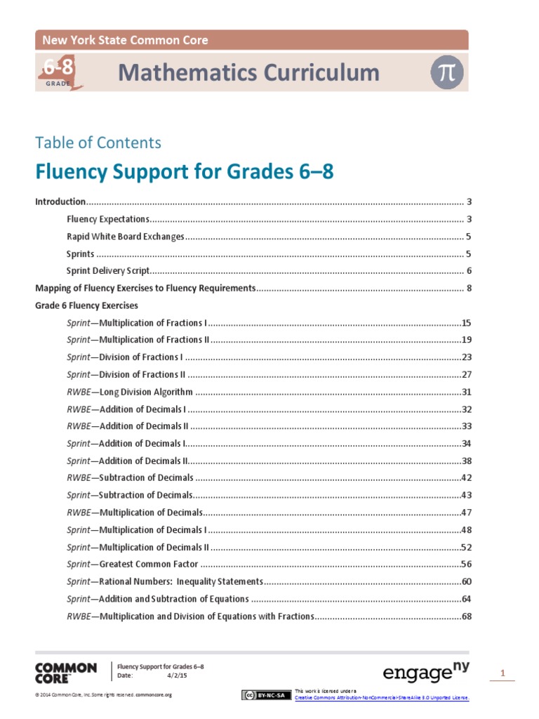Math Grades 6 8 Fluency Support PDF | PDF | Fraction (Mathematics ...