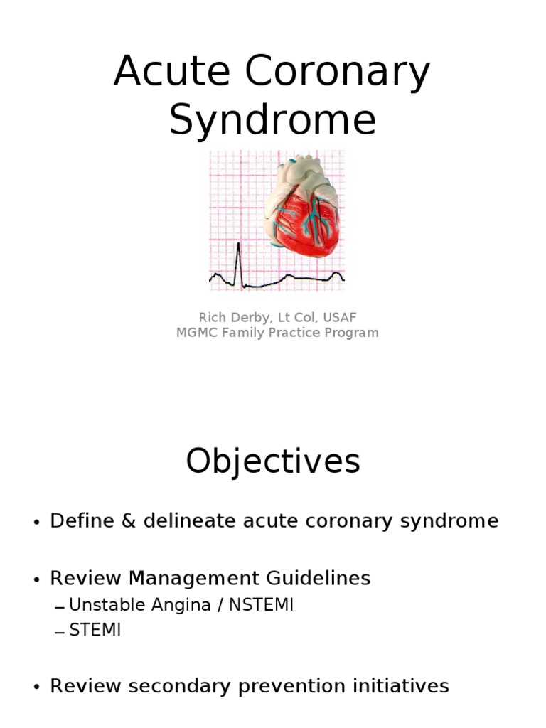 Acute Coronary Syndrome Management Guidelines | PDF | Myocardial ...