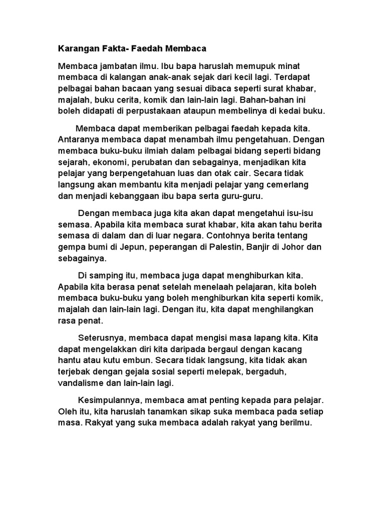 Karangan Fakta Faedah Membaca | PDF
