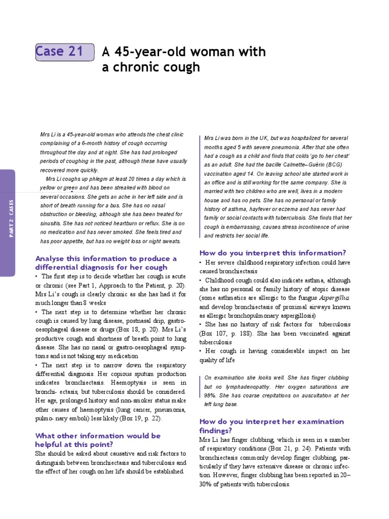 A Chronic Cough: Differential Diagnosis of Bronchiectasis vs. Pulmonary ...