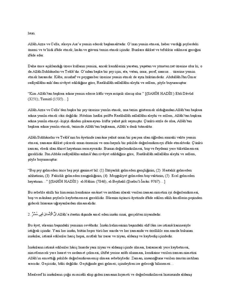 Asr SURESİ TEFSİR | PDF