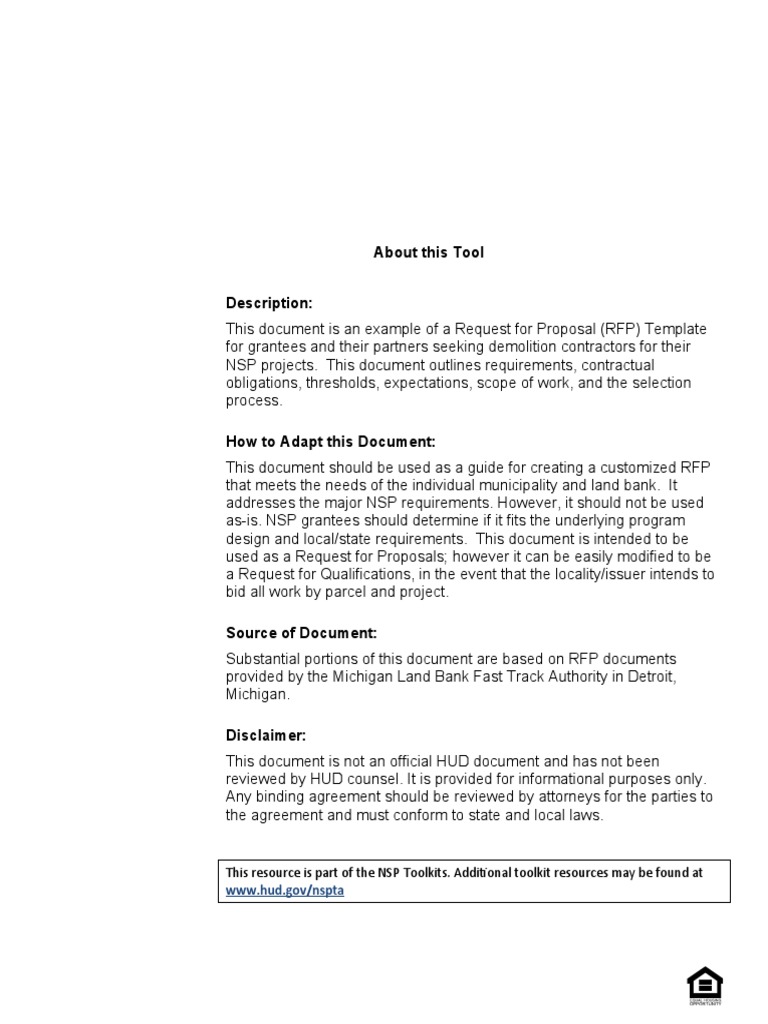 Sample Request For Proposals (RFP) For Demolition Contractors | PDF ...
