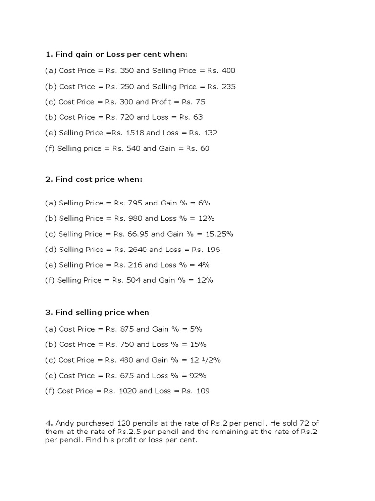 Class 7 Worksheet | PDF | Prices | Microeconomics