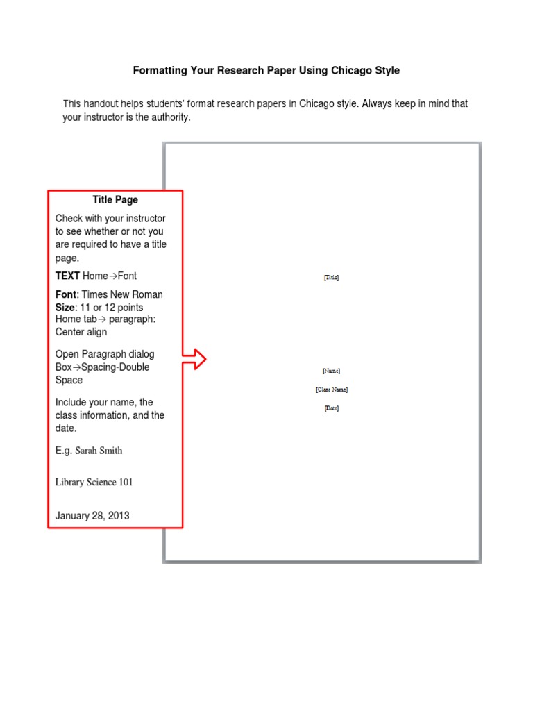 Formatting Your Research Paper Using Chicago Style: Title Page ...