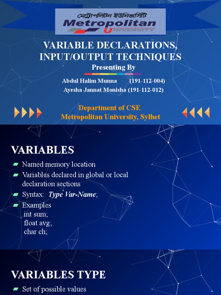 Variable Declarations Inputoutput Techniques Presenting By Pdf Integer Computer Science