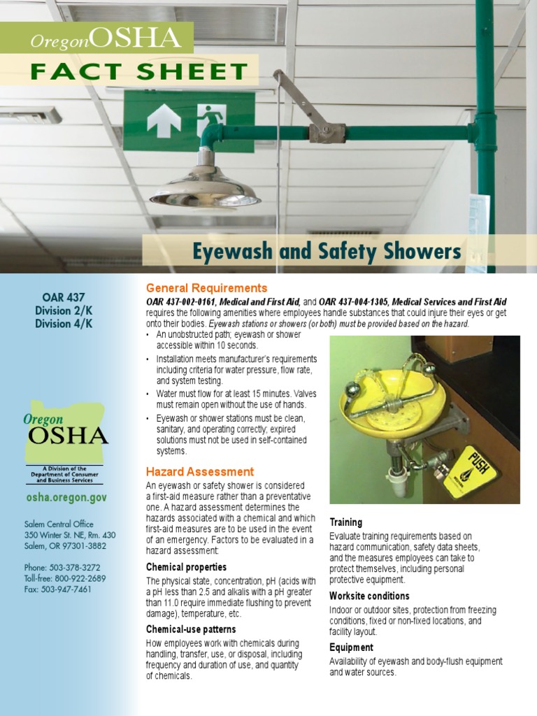 Fact Sheet: Eyewash and Safety Showers | Download Free PDF | Shower | Water