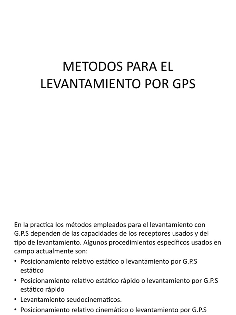 Métodos de Levantamiento GPS Estático y Cinemático | PDF | Sistema de ...