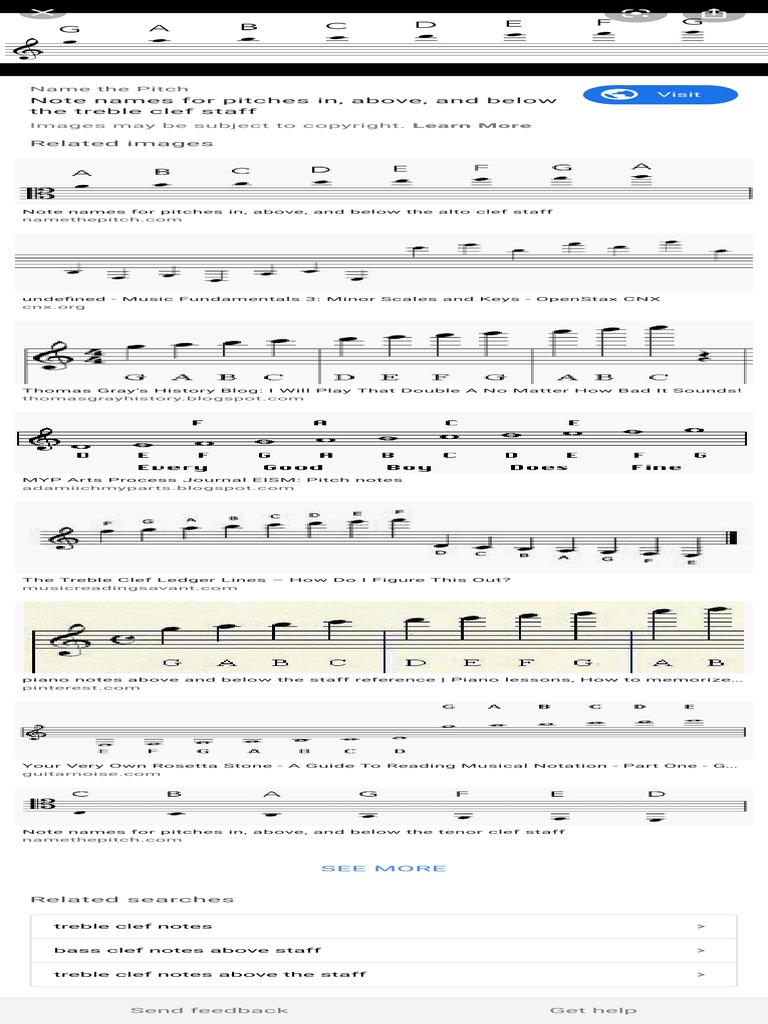 Treble Clef Notes Above | PDF