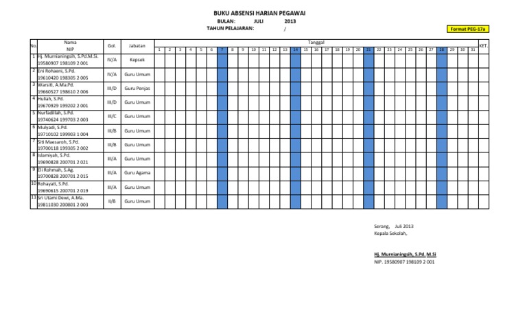 Absensi Harian Mahasiswa PPL | PDF