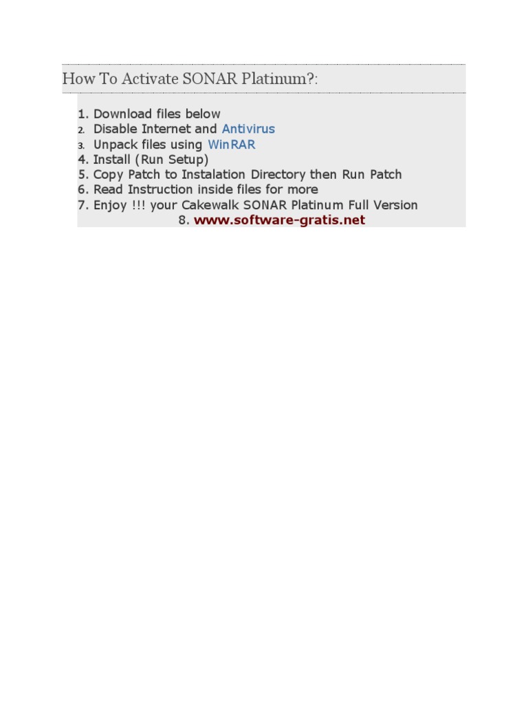 How To Activate SONAR Platinum | PDF