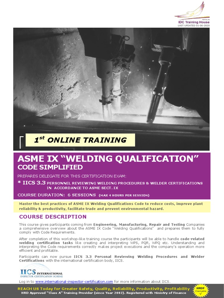 Asme Ix "Welding Qualification": 1 Online Training | PDF | Test ...