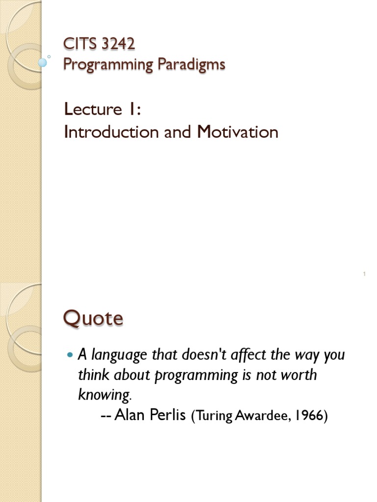 Introduction and Motivation: CITS 3242 Programming Paradigms | PDF | Programming Paradigms ...