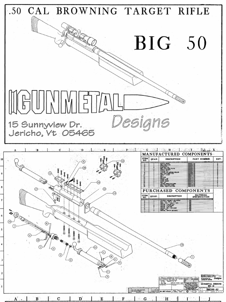 Browning .50 Target Rifle (BMG) - GunMetal Designs - Blueprints | PDF