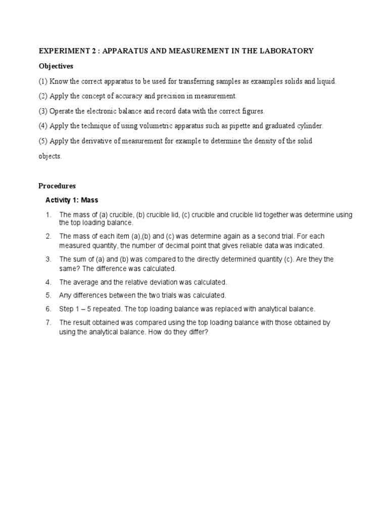 Lab 2 skl3013 | PDF | Weighing Scale | Density