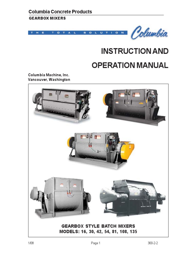Instruction and Operation Manual: Columbia Concrete Products | PDF ...