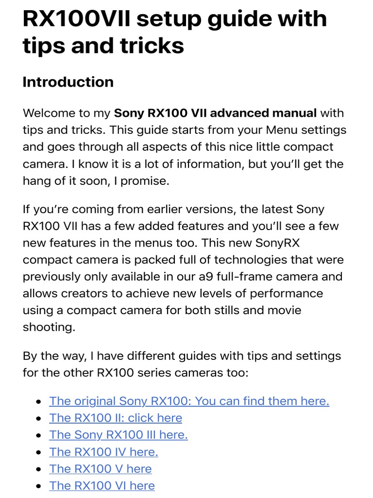 Sony RX100 VII Advanced Manual | Download Free PDF | Exposure ...