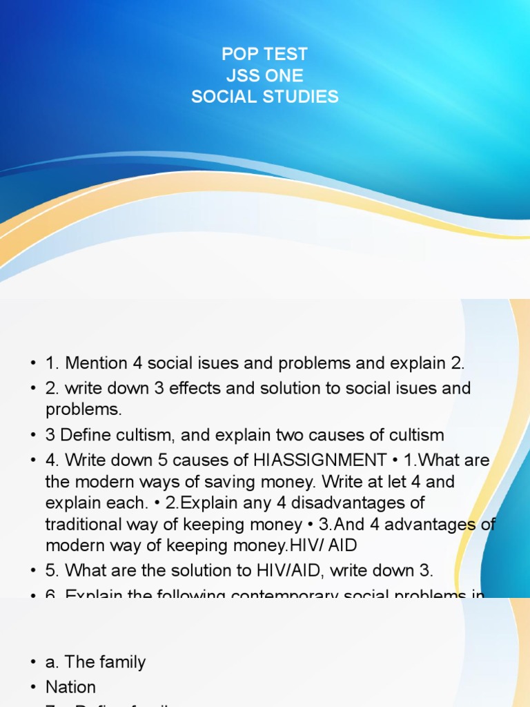 Pop Test Jss One Social Studies | PDF