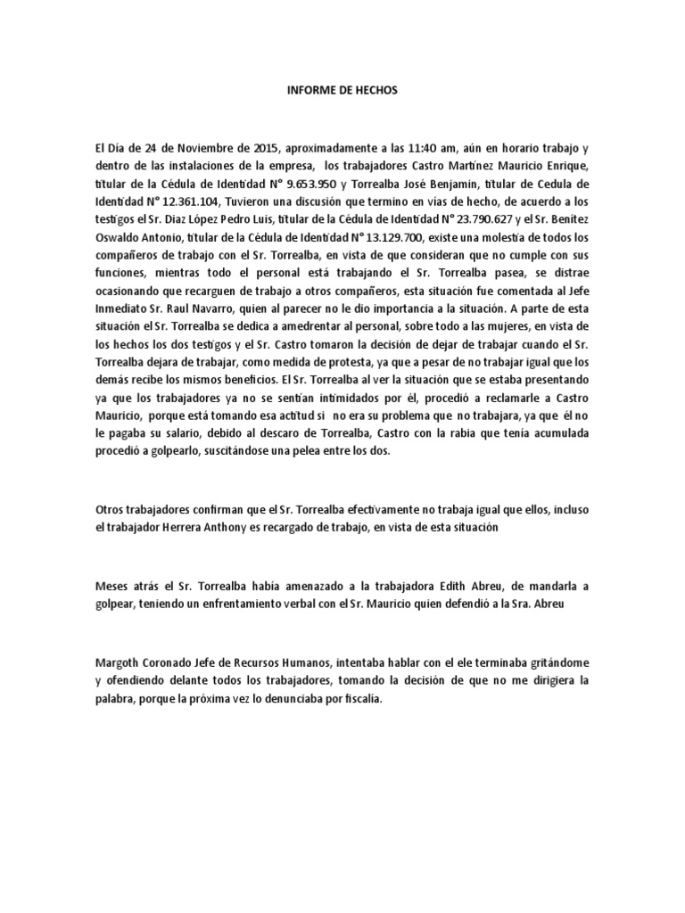 Informe De Hechos Pdf