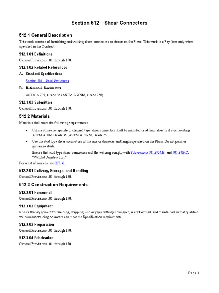 Section 512-Shear Connectors: 512.1 General Description | PDF | Welding ...