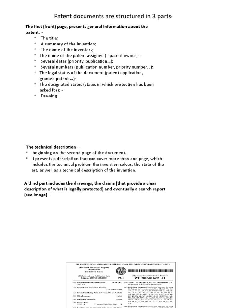 Patent Documents Are Structured in 3 Parts: The First (Front) Page ...