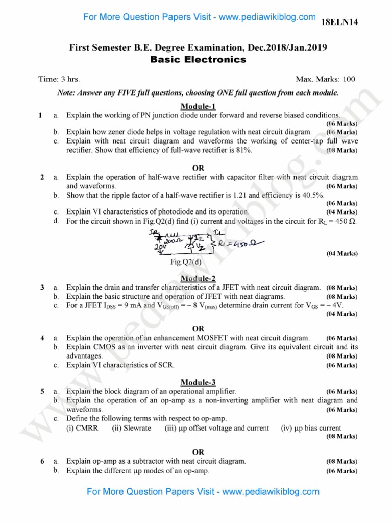 Basic Electronics Jan 2019 (2018 Scheme) PDF | PDF