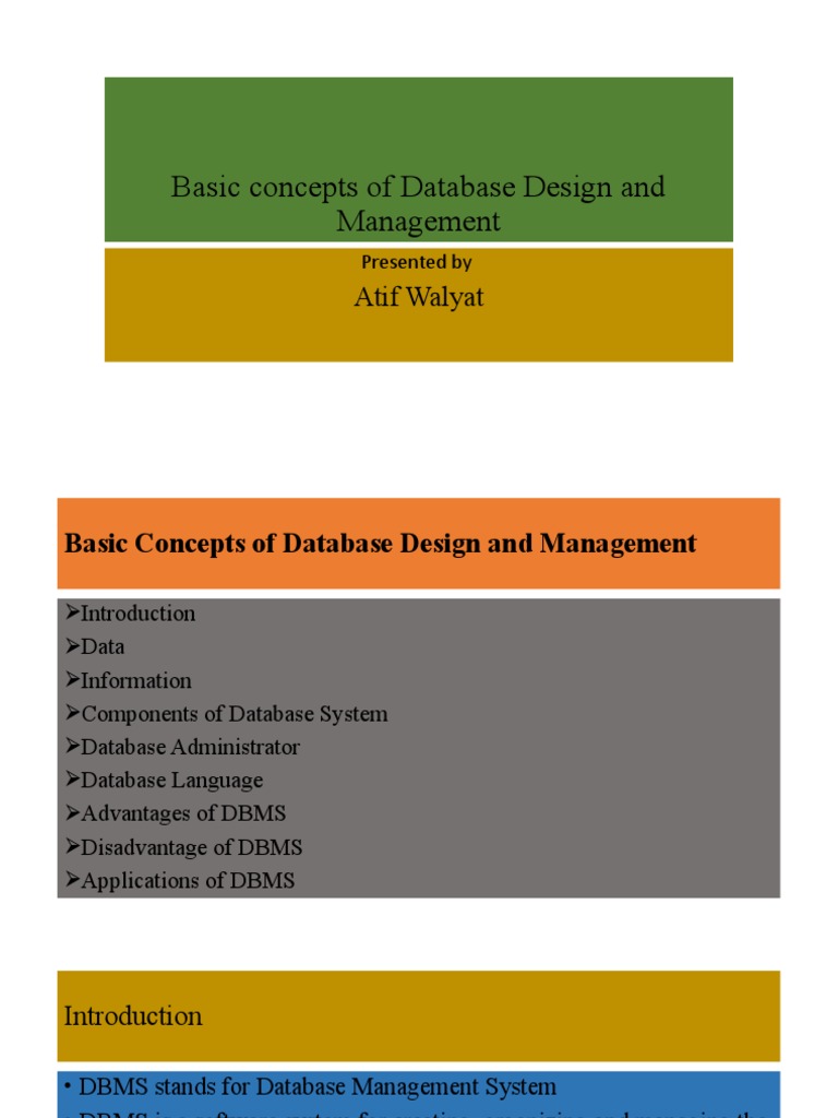 Basic Concepts of Database Design and Management: Atif Walyat | PDF