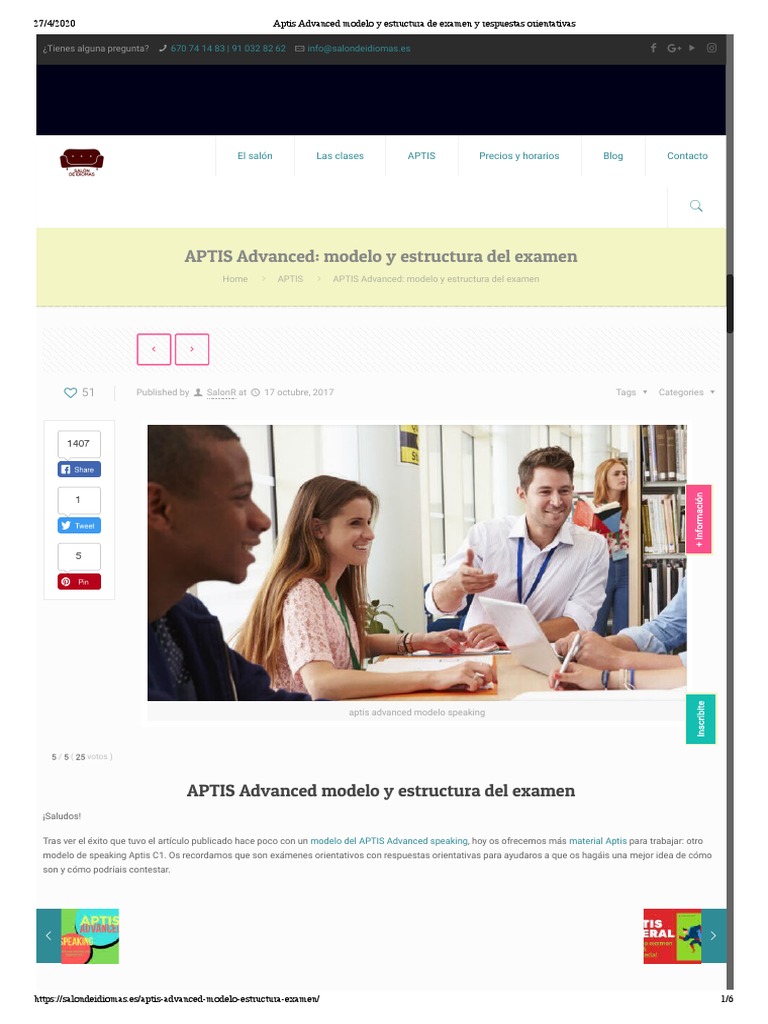 Aptis Advanced Modelo y Estructura de Examen y Respuestas Orientativas PDF | PDF | Idiomas