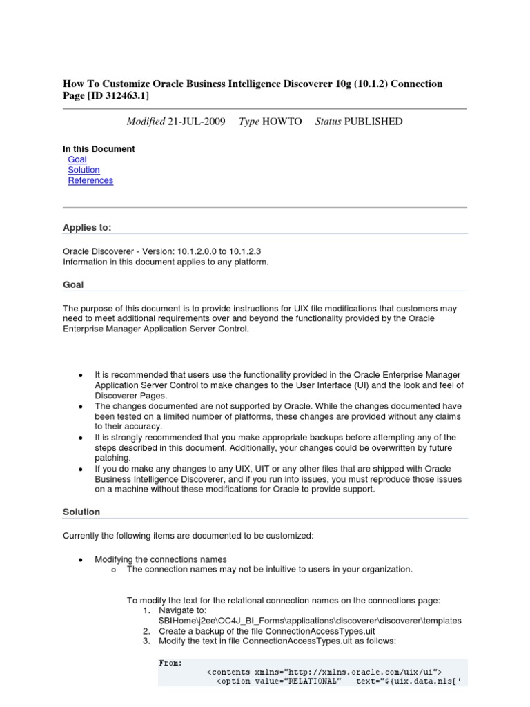 How To Customize Oracle Business Intelligence Discoverer 10g (10.1.2 ...