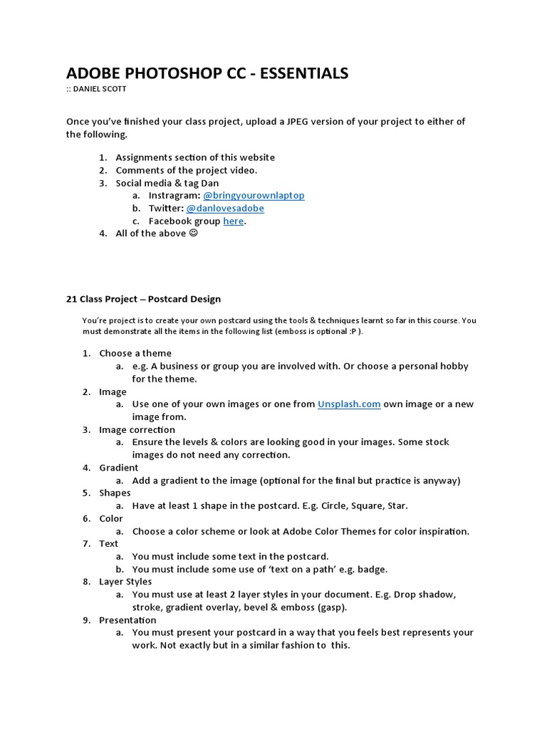 Class Projects - Photoshop Essentials V1 | PDF | Adobe Photoshop ...
