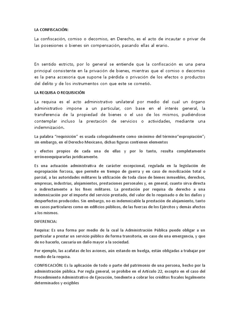CONFISCACIÓN y REQUISA | PDF | Confiscación | Dominio eminente