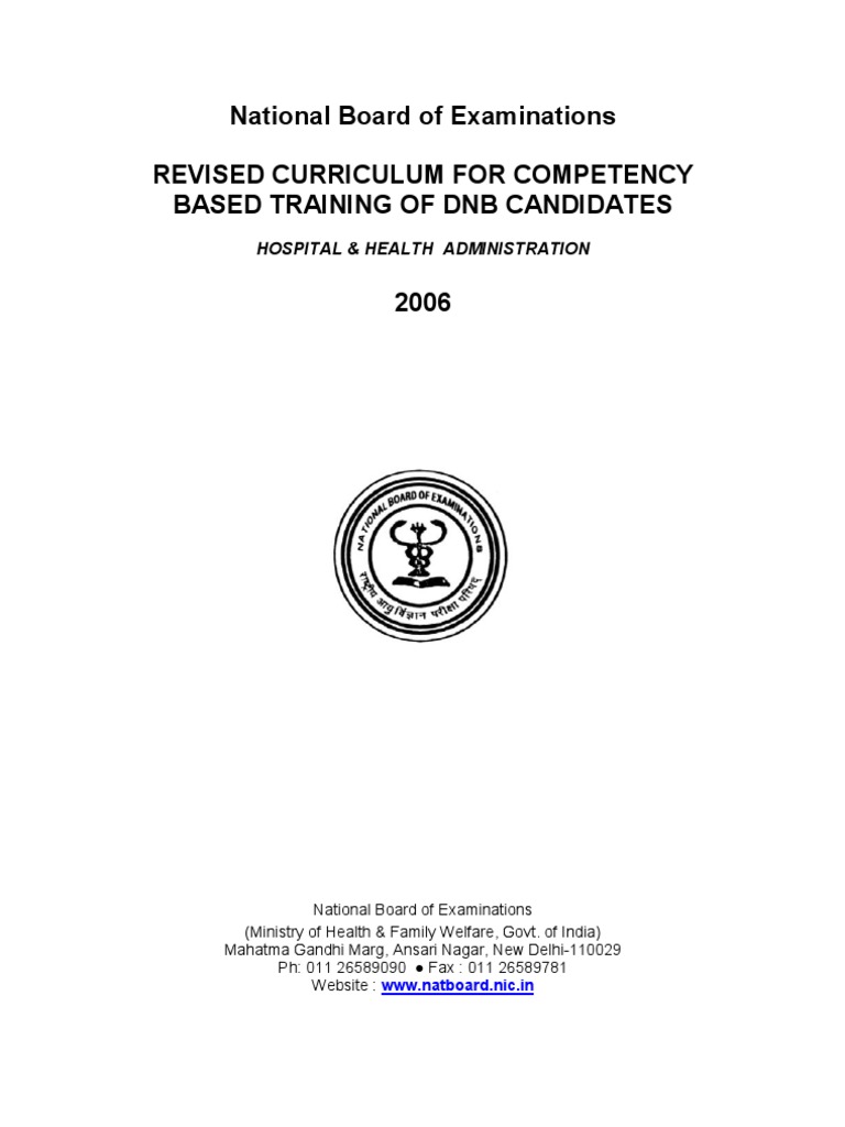 National Board of Examinations Revised Curriculum For Competency Based ...