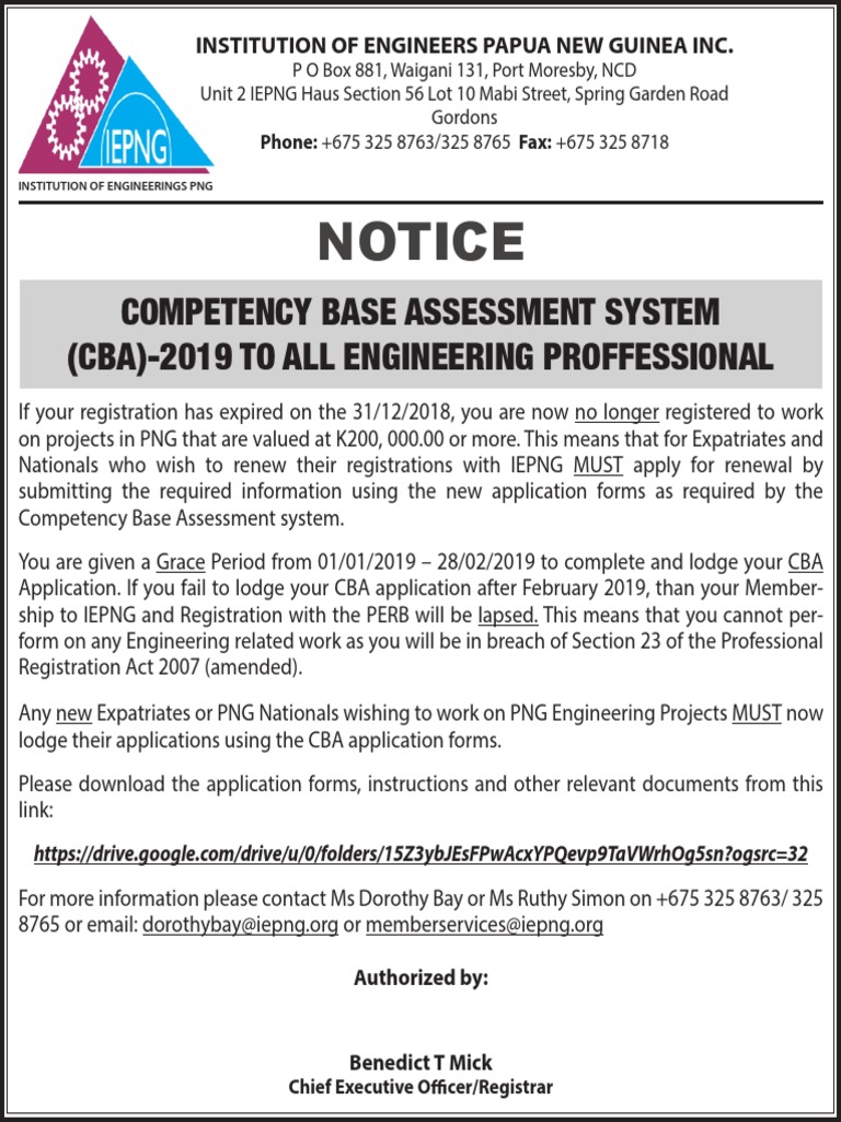 Notice: Competency Base Assessment System (Cba) - 2019 To All ...