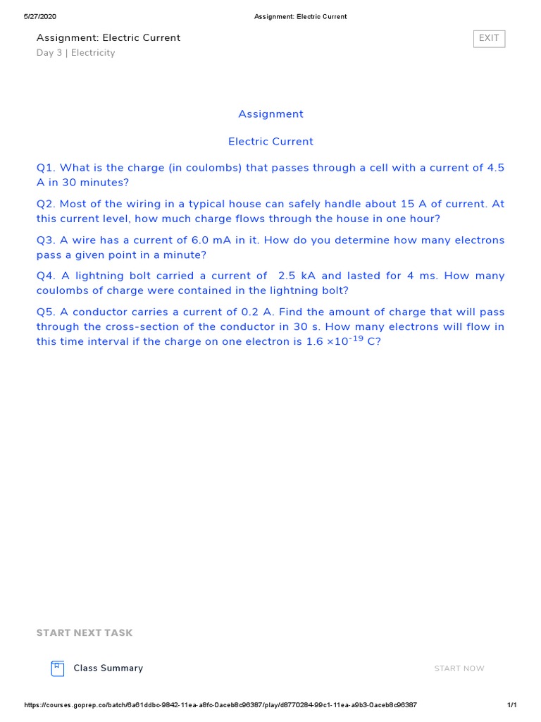 Assignment - Electric Current27 PDF | PDF