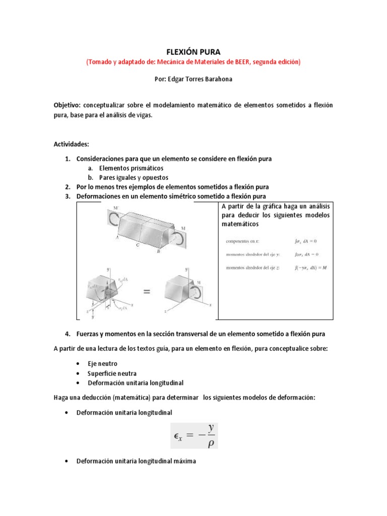 Flexión Pura | Descargar gratis PDF | Doblar | Resistencia de materiales